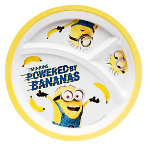 Zak Designs Minions Dinnerware Set Includes Melamine 3-Section Divided Plate, Bowl and Utensil Made of Durable Material and Perfect for Kids, 4 Piece Set, Minnions