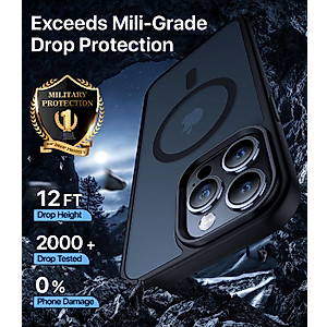 Aulofe Strong Magnetic for iPhone 15 Pro Max Case, [Compatible with MagSafe] [Military-Grade Drop Tested] Shockproof Protective Slim Translucent Matte Cover for iPhone 15 Pro Max Phone Case, Black