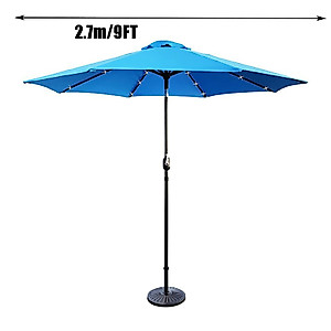 YUDIZWS Patio Umbrella for Outdoor Market Table-8 Ribs 9Ft Double-Sided Sun Umbrella Garden Parasol Patio Sun Shade Outdoor with LED Solar Light, Red, size:a