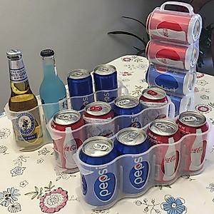 ChasBete Portable Soda Can Organizer for Refrigerator Shelf, Beer Can Holder, Fridge Storage Sliding Rack, Clear Plastic 2 Pack