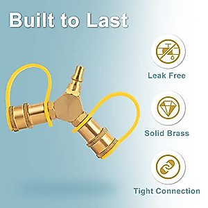 SHINESTAR 1/4" RV Propane Quick Connect Y Splitter for RV, Trailer, Camper and More, 2 Way LP Gas Adapter with 1/4" Quick Disconnect