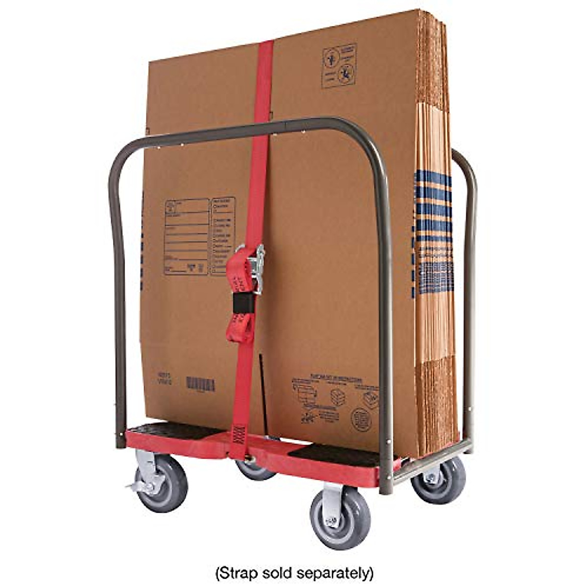 SNAP-LOC 1800 LB Super-Duty Panel CART Dolly RED with Steel Frame, 6 inch Casters, Panel Bars and Optional E-Strap Attachment