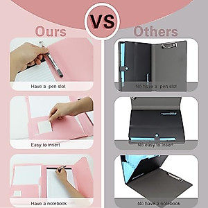JIMEIQI Accordion File Organizer, 6 Pockets Versatile Document Organizer for Letter Size/A4 Paper/Receipts with One Notebook, Pink Expanding File Folder for Office/School/Home/Travel