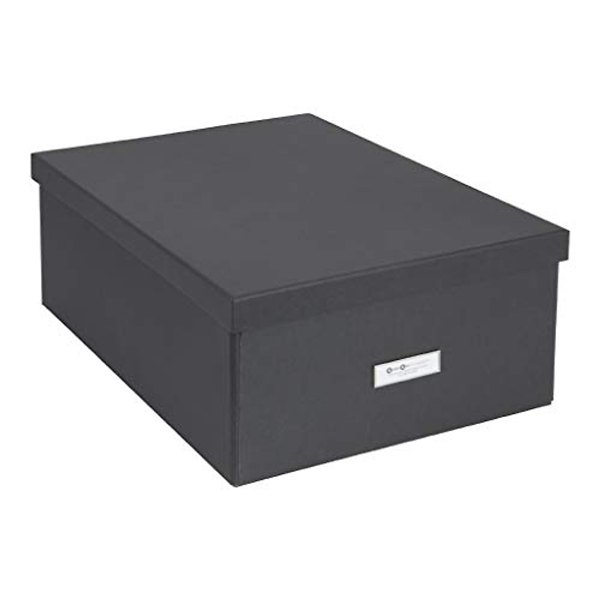Bigso Box of Sweden Katrin Collapsible Storage Box | Photo Storage Box w/Labelframe for Easy Identification | Simple Assembly | Decorative Storage Boxes w/Lids | 13.5" x 17.6" x 7.2" | Dark Gray