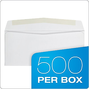 Quality Park #10 Envelopes, 4-1/8 x 9-1/2 Inches, 24 lb White, Gummed, 500 per Box (QUA90020)
