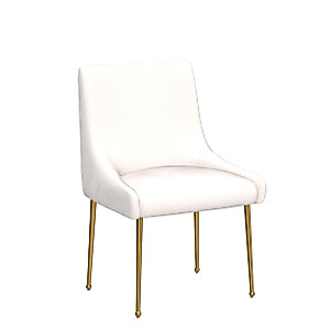 ZHENGHAO Velvet Dining Chairs Set of 6, Modern Accent Kitchen Chairs with Gold Legs Upholstered Guest Chairs for Living Room/Kitchen/Restaurant, White