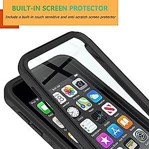 Puxicu iPod Case Compatible with iPod Touch 7th & 6th & 5th Generation,Build in Screen Protector,Heavy Duty Shock Resistant Hybrid Rugged Cover for iPod Touch-Black