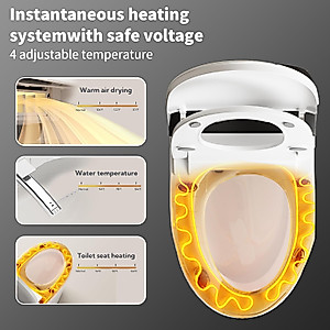 WITMYA Smart Toilet with AUTO Open/Close Lid, Smart Toilet with Built In Bidet, One Piece Elongated Heated Bidet Toilet Seat with AUTO Flush, Tankless Toilet with Kid Wash, 1.28GPF