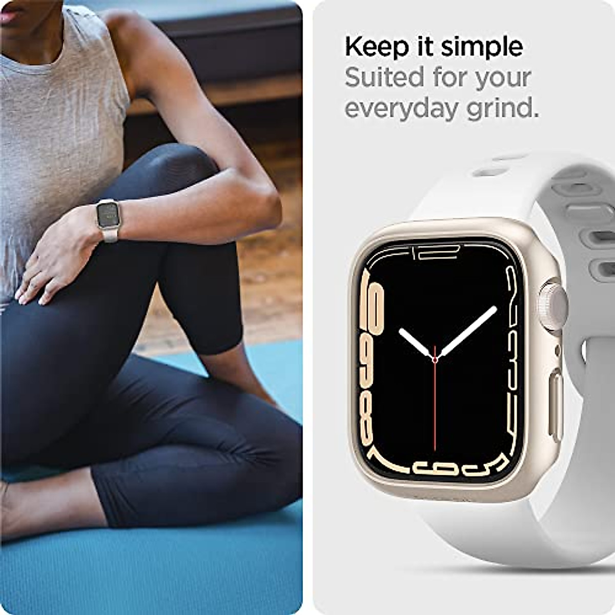 Spigen Thin Fit Designed for Apple Watch Case Series 9/8/7 41mm Thin Hard PC Case - Starlight