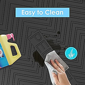 PELTEFLU Under Sink Mat, 34" x 22" Waterproof Under Sink Mats for Kitchen Bathroom, Flexible Silicone Rubber Under Sink Liner with Drain Hole, Thick Under Sink Mat Protect for Drips Leaks - Black