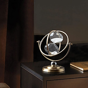 Brass Hourglass 60 Minute Sand Clock Timer:720° Rotating Antique White Sand Watch 60 Min,Antiguo Reloj De Arena 1 Hora,Large Metal One Hour Glass Sandglass for Office Desk Home Wedding Gift Decorative