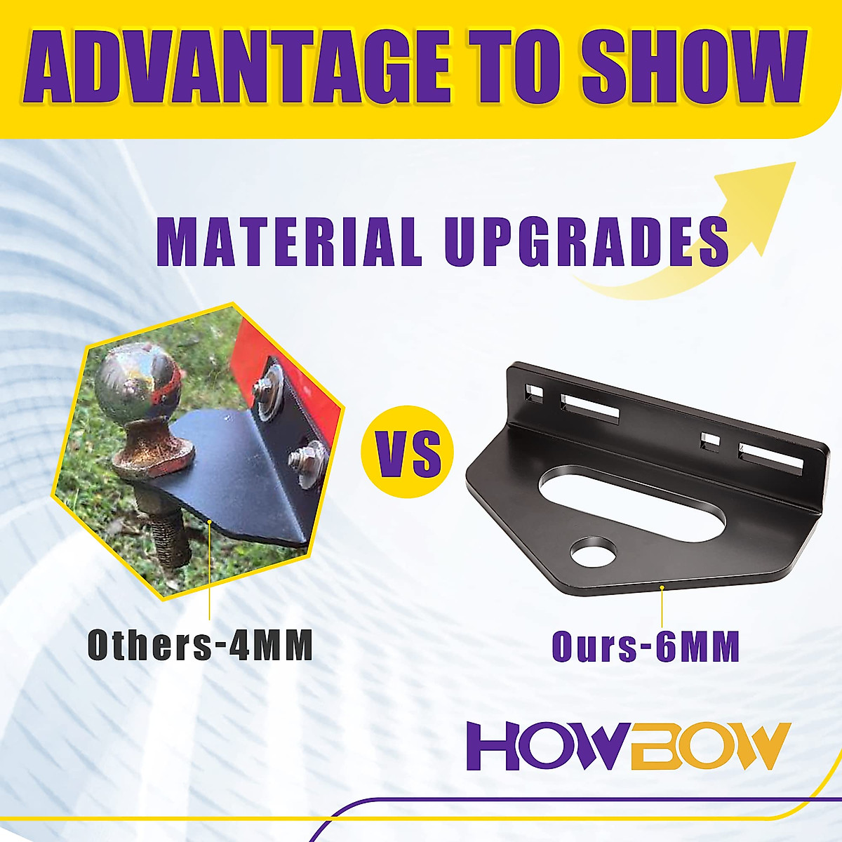 Zero Turn Mower Trailer Tow Hitch, 1/4"(6mm) Thick Heavy Duty Steel Universal Lawn Trailer Hitch 2"-5.1" Hole Center, Versatile Chain Slot Rugged Steel Trailer Hitch Included Carriage Bolt Hardware