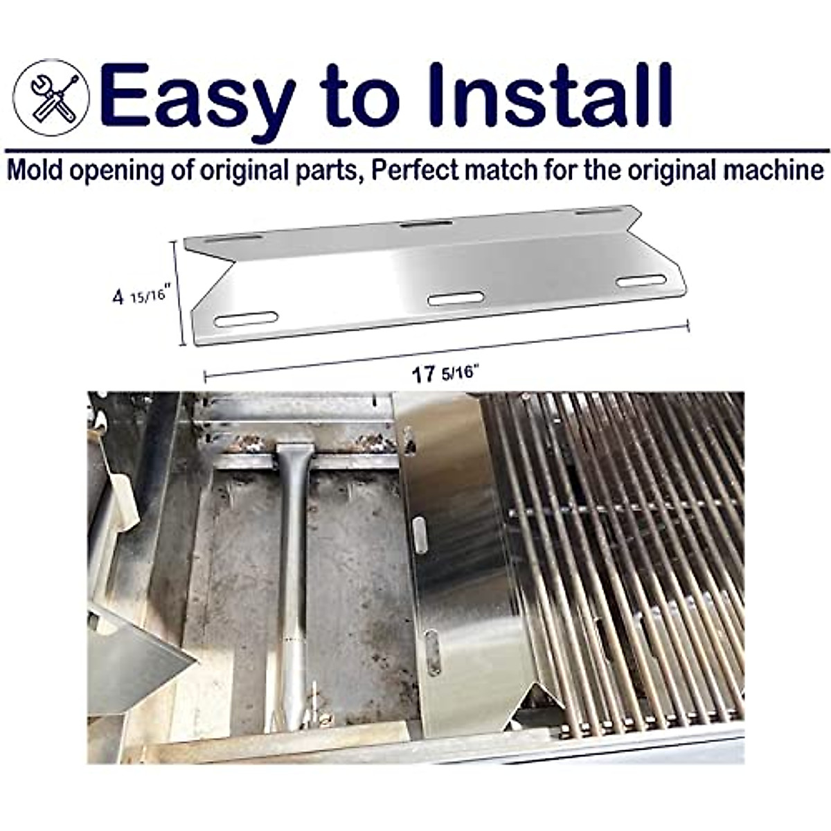 YOUFIRE Heat Plates Stainless Steel Grill Replacement Parts for Charmglow 4 Burner 720-0304, Heat Tent Shield, Gas Burners Cover