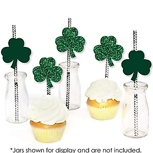 St. Patrick's Day Paper Straw Decor - Saint Paddy's Day Party Striped Decorative Straws - Set of 24