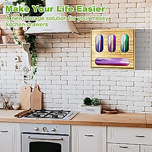 Emuardoe Sandwich Bag Storage Organizer Bamboo Food Bag Container Organizer for Kitchen Drawer Compatible with Food Packaging Bag