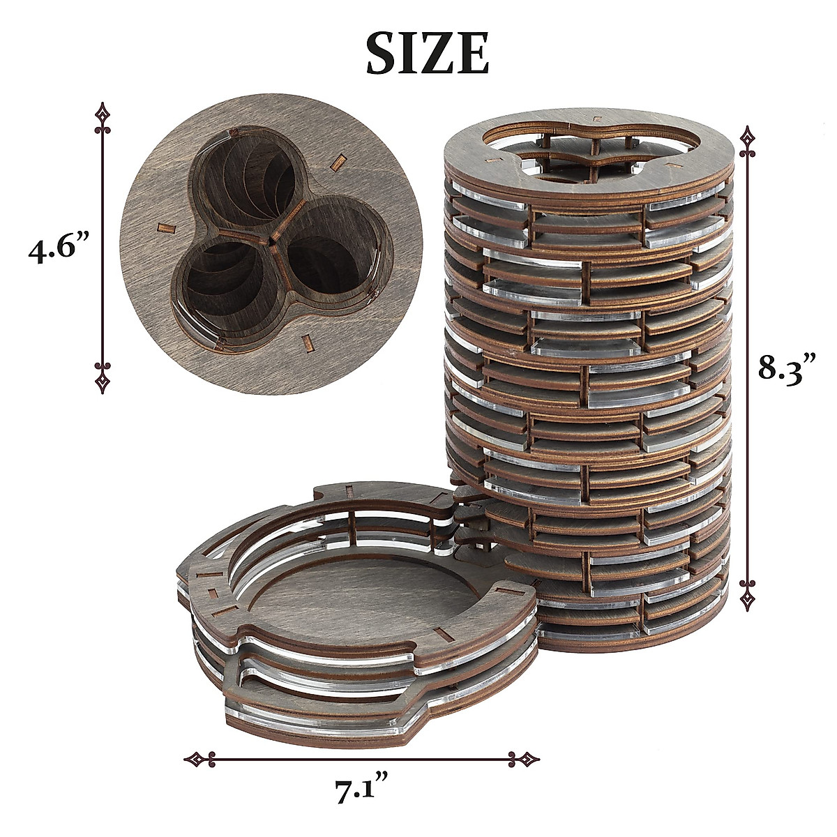 SMONEX Dice Tower Compatible with Dungeons and Dragons Board Games - Dice Tower Wood with 3 Removable Inserts - Perfect as D&D Accessories and Ideal for Other Board Games, RPG and Tabletop Games