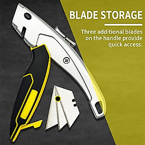 Utility Knife, JIANGHUA Heavy Duty Box Cutter, Quick Change Blade Razor Knife with 10 Extra Blades and Safety Lock, Easy Release Button for Cartons, Cardboard, Boxes