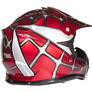 Typhoon Kids Pee Wee Off Road Motocross Gear Combo Helmet Gloves Goggles & Chest Protector Red - Large