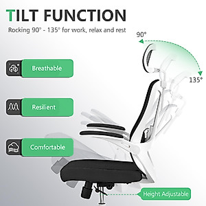 balmstar Desk Office Chair, Ergonomic Comfy Office Chairs, High Back Gaming Chair with Wheels, Home Mesh Computer Chair-350LBS Capacity, Lumbar Support, Adjustable Headrest, Flip-up Armres