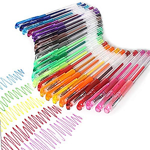 CAISEXILE 24 Coloring Glitter Gel Pens come with 24 Free Matched Refills, Artist Drawing Pens, for Adult Coloring Sketching Doodling Writing
