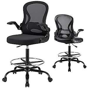 Fefances Drafting Chair Tall Office Chair for Standing Desk Chair Adjustable Height Stool Chair Black