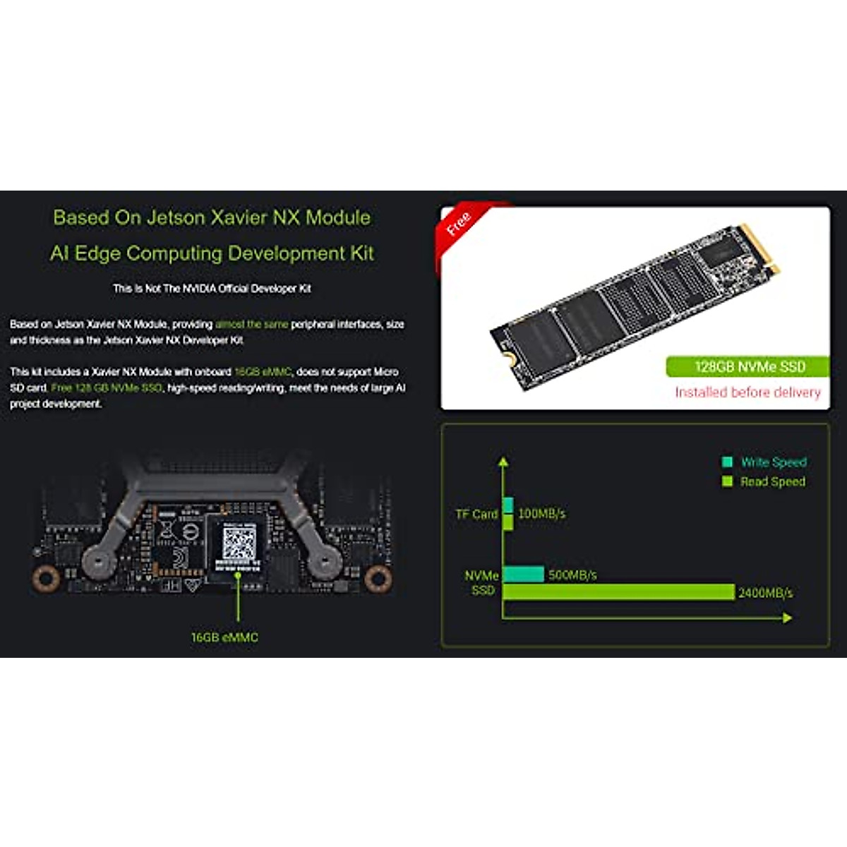 Waveshare NX Development Board Based On Jetson Xavier NX Alternative Solution for Jetson Xavier NX Developer Kit Includes Jetson Xavier NX 8GB Module 128GB NVMe