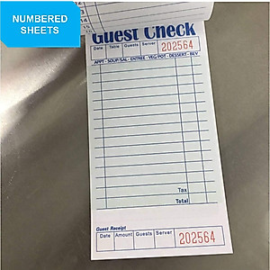 [10 Pads, 50 Sheets/Pad] Single Part Guest Checks Notebook/Notepad for Food Kitchen Orders | Fits Staff Server Apron | Green and White Guest Receipt Book | For Business Bar Cafe Restaurant Waitress