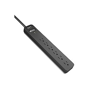 APC 6-Outlet Surge Protector Power Strip, PE63, 540 Joule Black
