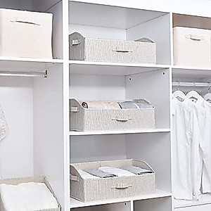 StorageWorks 45L Extra Large Fabric Storage Bins with Fabric Handles, Closet Baskets, Fabric Baskets for Closet Shelves, Foldable Trapezoid Storage Bins, 3 pack