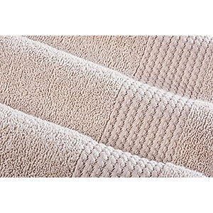 HALLEY Turkish Cotton Towels Set with 2 Bath Towels, 2 Hand Towels & 4 Washcloths - Hotel & Spa Quality - Soft, Quick Drying & Absorbent Towels for Bathroom, Shower & Face (8-Piece Set - Cream)