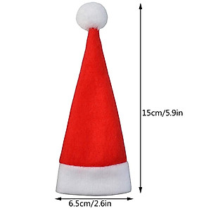 Marrywindix 50 Pieces Christmas Santa Hats Silverware Holders, Christmas Cutlery Holders for Xmas Party Dinner Utensil and Flatware Organizers Decorations Supplies