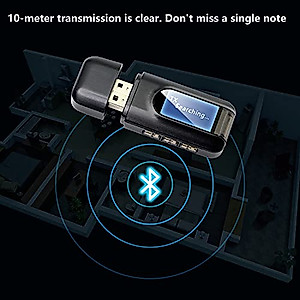 XMSJSIY Bluetooth 5.0 Transmitter Receiver 2 in 1 USB Portable Wireless Bluetooth Audio Adapter with LCD Display for Car TV PC -Need to Choose Mode and Adjust Volume-Read Manual