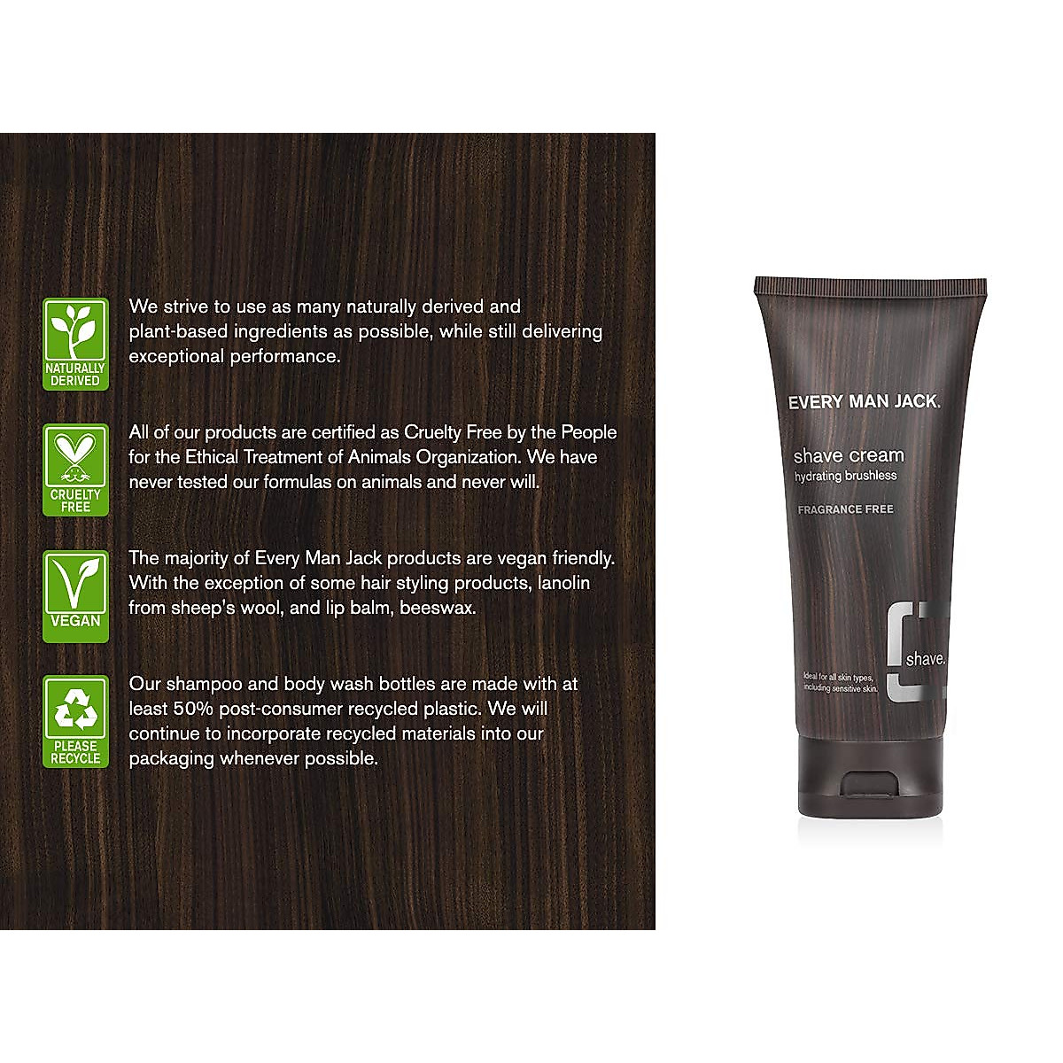 Every Man Jack Shave Cream Sensitive Skin Fragrance-free, 6.7 Oz