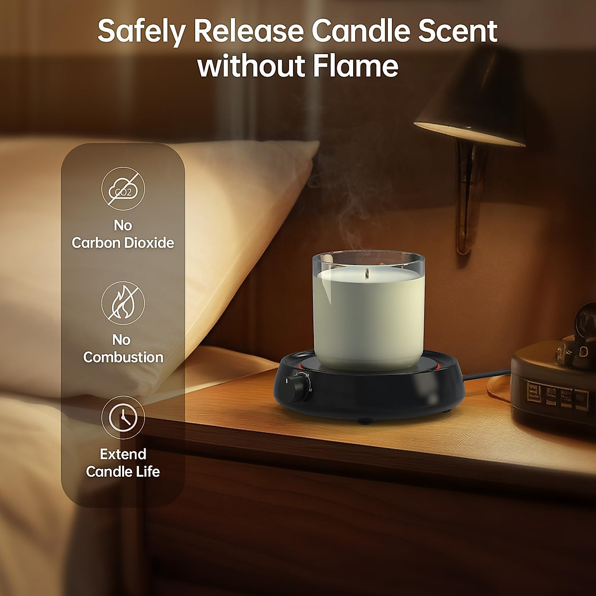 XUKEIB Coffee Mug Warmer for Desk Auto Shut Off, Candle Wax Melt Warmer for Jar Candles, Safely Releases Scents Without a Flame, Electric Self Heated Plate for Heating Milk, Tea, Hot Chocolate