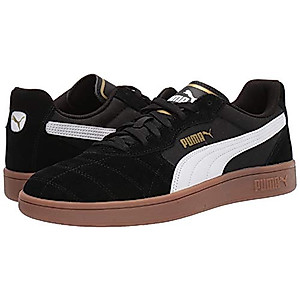 PUMA Men's Astro Kick Sneaker, Black-White-teamgold/Black, 11 M US