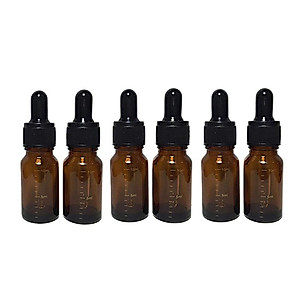 erioctry 6PCS 10ml 0.34oz Empty Refillable Amber Graduated Glass Essential Oil Bottle Vial Container with Glass Pipette Dropper