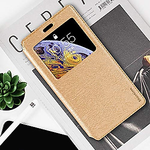 Shantime for Infinix Hot 30 5G Case, Wood Grain Leather Case with Card Holder and Window, Magnetic Flip Cover for Infinix Hot 30 5G (6.78”) Gold