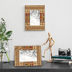 Pardick Aztec Geometric 8x10 Picture Frame, African Ethnic Women Wooden Photo Frame for Wall Mounting or Tabletop Living Room Bedroom Home Decor