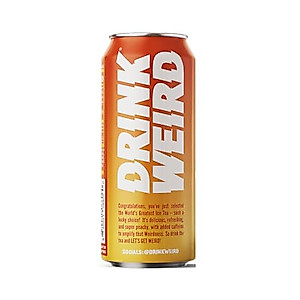 Drink Weird - Weird Tea, White Peach Oolong Tea, Certified Organic Functional Iced Tea with 160mg of Natural Caffeine, 12 Pack of 16oz Cans