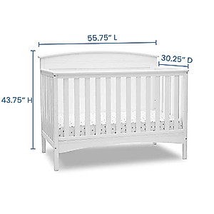 Delta Children Archer Solid Panel 4-in-1 Convertible Baby Crib - Greenguard Gold Certified, Bianca White