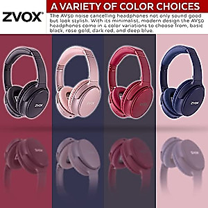 ZVOX Noise Cancelling Headphones - Over Ear Bluetooth Headphones with AccuVoice Technology, Wireless Headphones with Microphone,AV50 Wireless Over The Ear Headphones, Hi-Res Audio & Deep Bass - Black