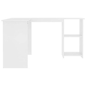 ZQQLVOO L-Shaped Corner Desk,Computer Desk, Worktable, Office Desk, Reading Table, Study Table, Writing Desk,with a Pull-Out Keyboard Tray,with 2 Open Shelves, White 47.2"x55.1"x29.5" Chipboard