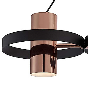 Westinghouse 6368900 Ariana Indoor, Matte Black Finish with Copper Shades Three-Light Chandelier, One Size