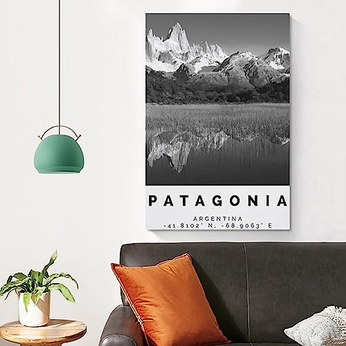 Patagonia Print Black And White Photo, Patagonia Wall Art, Patagonia Travel Poster, Patagonia Photo Canvas Art Poster And Wall Art Picture Print Modern Family Bedroom Decor Posters 24x36inch(60x90cm)
