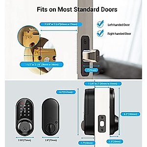 Veise Smart Lock, Keyless Entry Door Lock, Smart Locks for Front Door with App Control, Electronic Digital Lock with Touchscreen Keypad Set, Smart Deadbolt, Auto Lock, Easy Installation, Matte Black