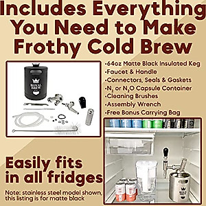 The Original Royal Brew Nitro Cold Brew Coffee Maker - Gift for Coffee Lovers - 64 oz Home Keg, Nitrogen Gas System Coffee Dispenser Kit