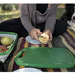 Kitchen Cutting Board with 9-in-1 Multi-Functionality from Rice Husk – Durable, Collapsible, Space Saving Chopping Board that Slices, Dices and Strains – Complete with Knife Set and Dishwasher Safe