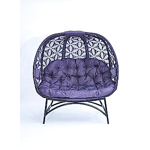 FlowerHouse FHPC400-FOL-SET Cozy Pumpkin Loveseat Flower of Life Conversation Set, Purple