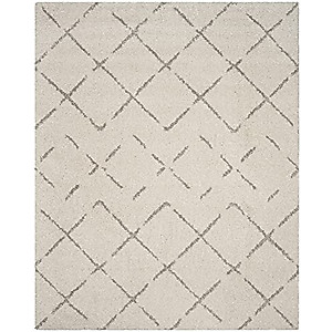 SAFAVIEH Arizona Shag Collection 8' x 10' Ivory/Beige ASG743A Moroccan Diamond Non-Shedding Living Room Bedroom Dining Room Entryway Plush 1.6-inch Thick Area Rug