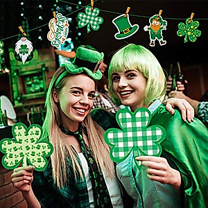 40 Pieces St. Patrick's Day Cut-Outs Irish Paper Cut-Outs with 80 Glue Point Dots Gnome Leprechaun Shamrock Cut-Outs for St. Patrick's Day Party Home Classroom Bulletin Board Decorations, 10 Designs